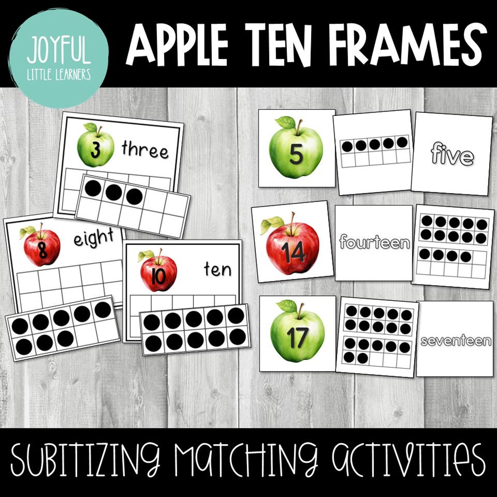 Apple Ten Frames Subitizing Matching Activity | Fall Apples Ten Frames ...