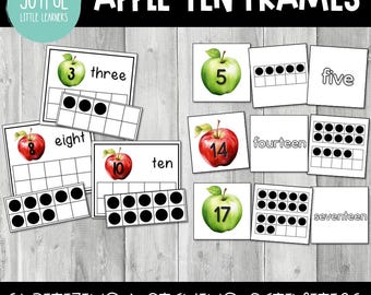 Apple Ten Frames Subitizing Matching Activity | Fall Apples Ten Frames ...