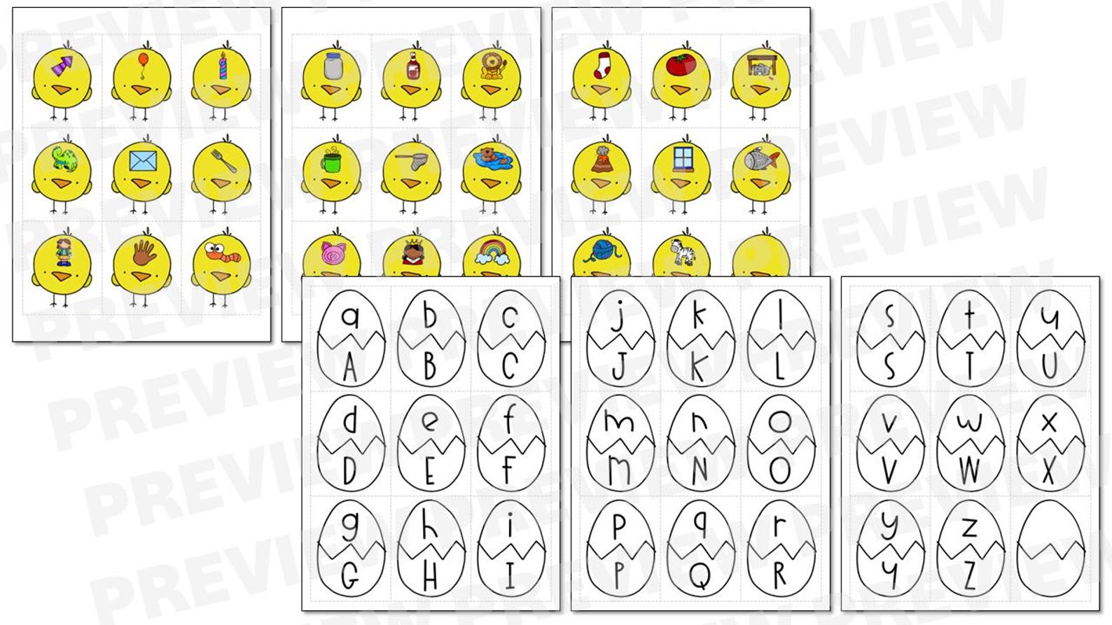 Spring Chicks Letter and Beginning Sound Matching | Easter Chicks ...