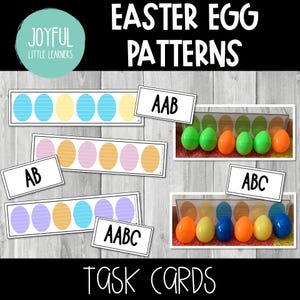 Easter Egg Patterns Task Cards | Easter Preschool Kindergarten Centers ...