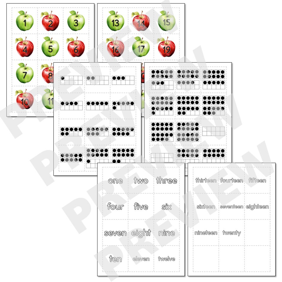 Apple Ten Frames Subitizing Matching Activity | Fall Apples Ten Frames ...