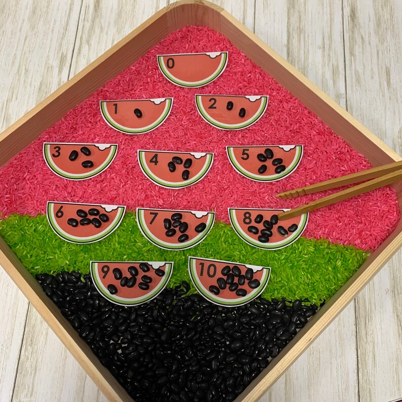 Summer Watermelon Sensory Bin Ft. Counting Activities - Etsy