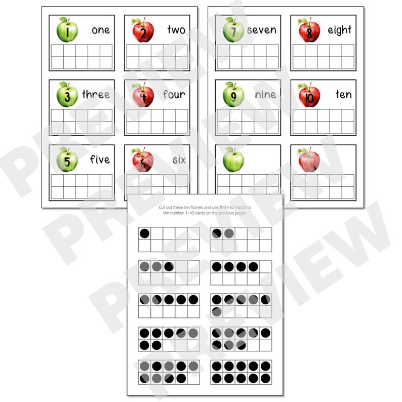 Apple Ten Frames Subitizing Matching Activity | Fall Apples Ten Frames ...
