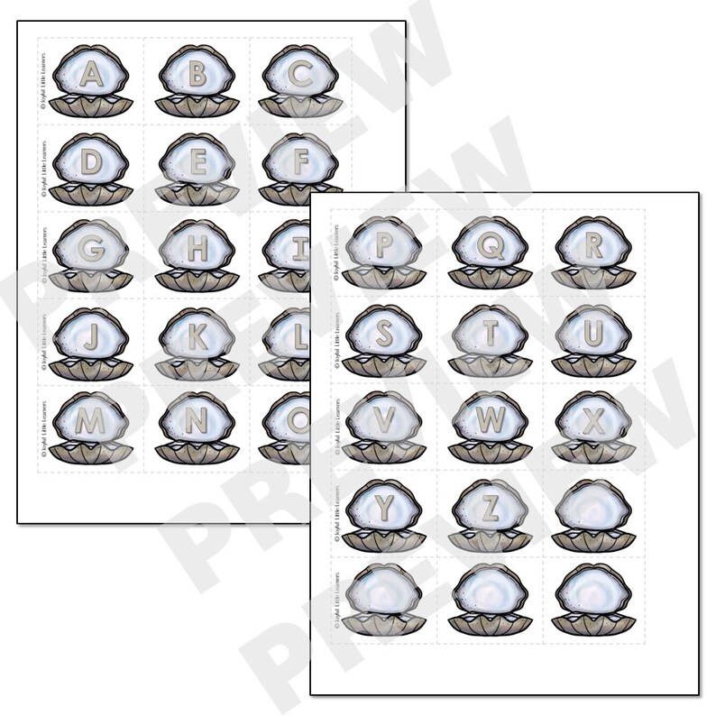 Mermaid Oysters & Pearls ABC Letter Matching Printable Digital Download ...