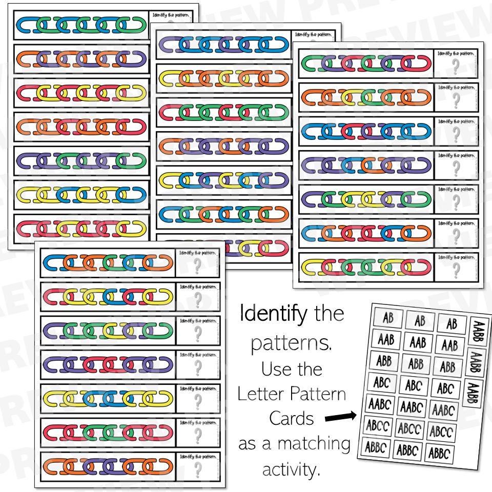 Chain Link Patterns Task Cards Digital Download| Connecting Links ...