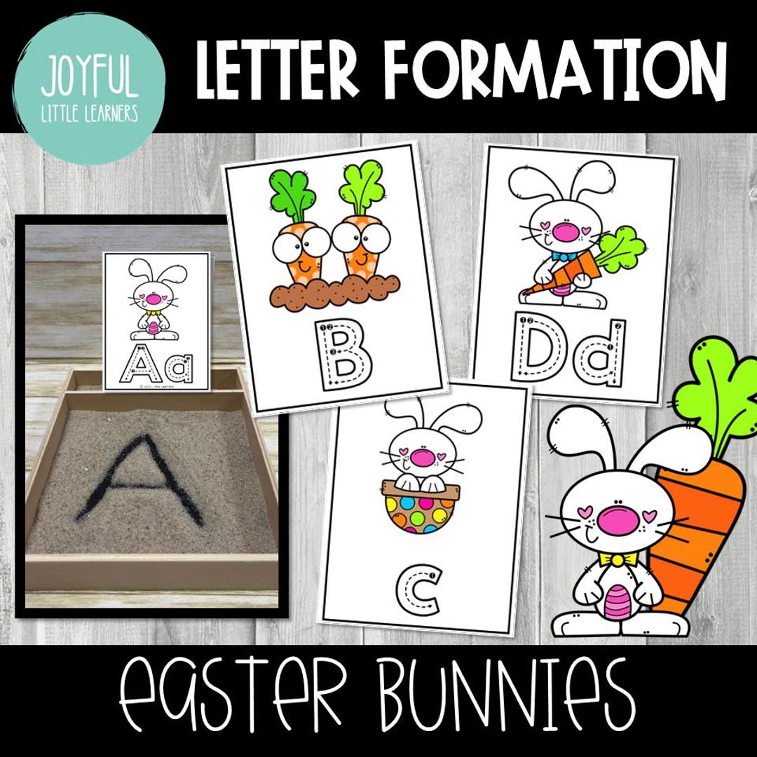 Easter Bunnies Letter Formation Task Cards | Spring Handwriting Dry ...