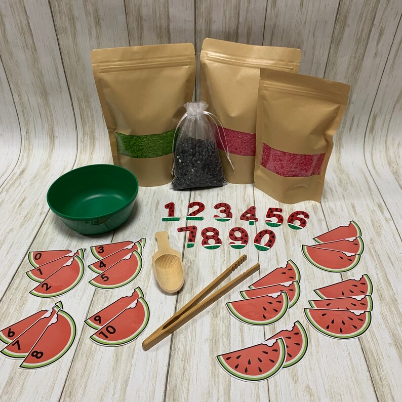 Summer Watermelon Sensory Bin Ft. Counting Activities - Etsy