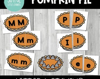 Fall Pumpkin Pie ABC Letter Matching | Thanksgiving Alphabet Matching ...