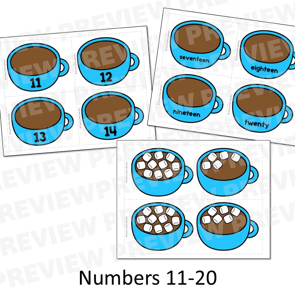 Hot Cocoa Marshmallows Quantity Match Number Matching, Counting ...