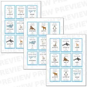 Arctic Animals Preposition Cards | Winter Spatial Concept Following ...