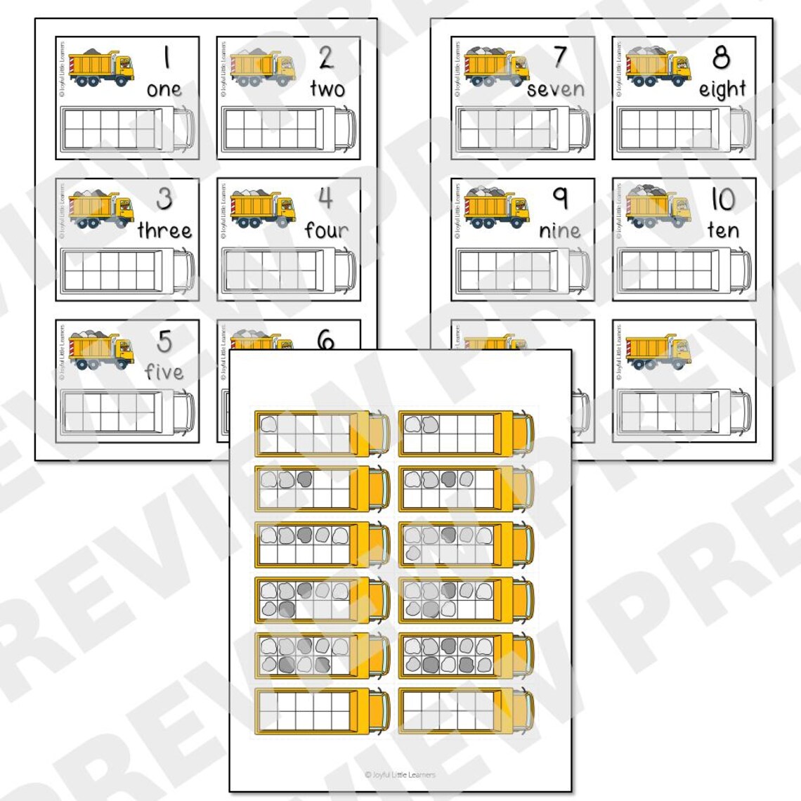 Construction Trucks Ten Frames Matching & Practice Activities - Etsy
