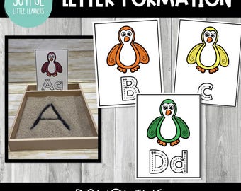 Penguin Letter Formation Task Cards | Handwriting Dry-erase Tracing ...
