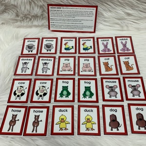 Farm Animals Sensory Bin Featuring Animal Card Game Activity - Etsy