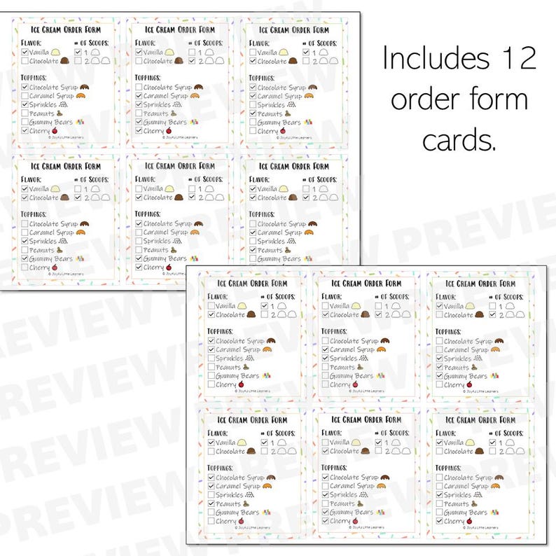 Ice Cream Order Forms | Ice Cream Recipe Cards | Sensory Bin Task Cards ...