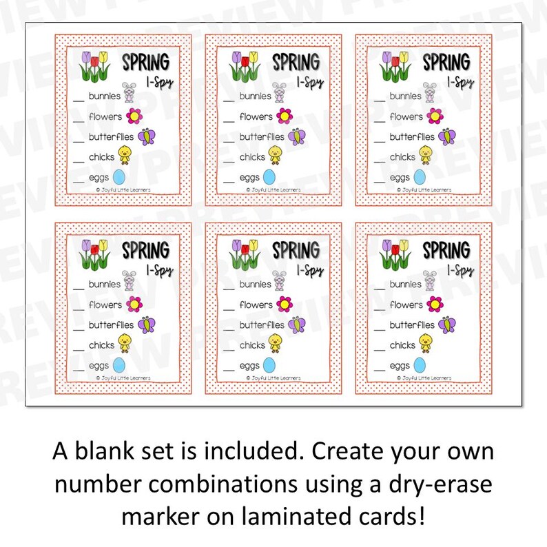 Spring I-spy Sensory Bin Task Cards | Easter I Spy Numbers & Counting ...