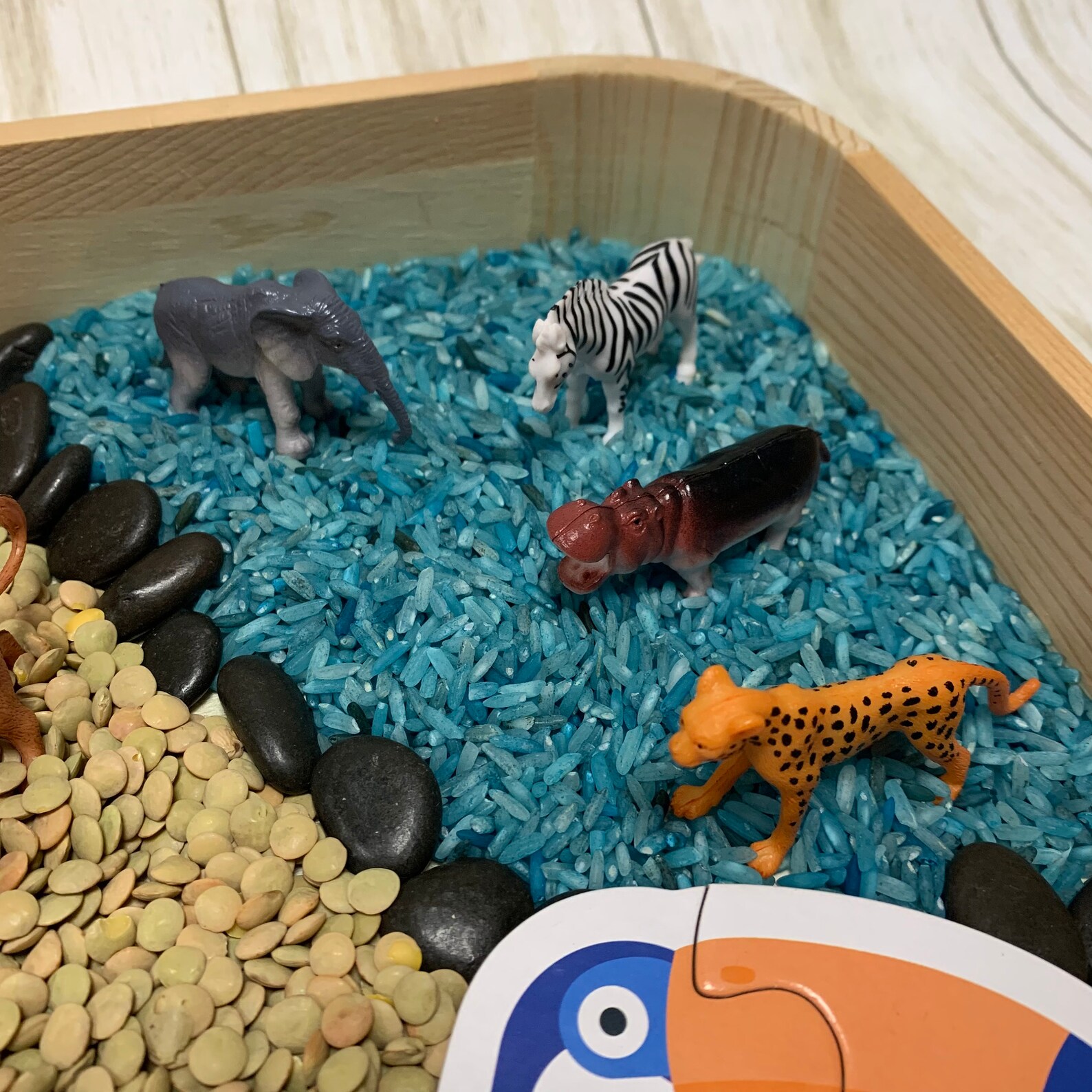 Wild Animals Sensory Bin Featuring Mini Animal Puzzles - Etsy