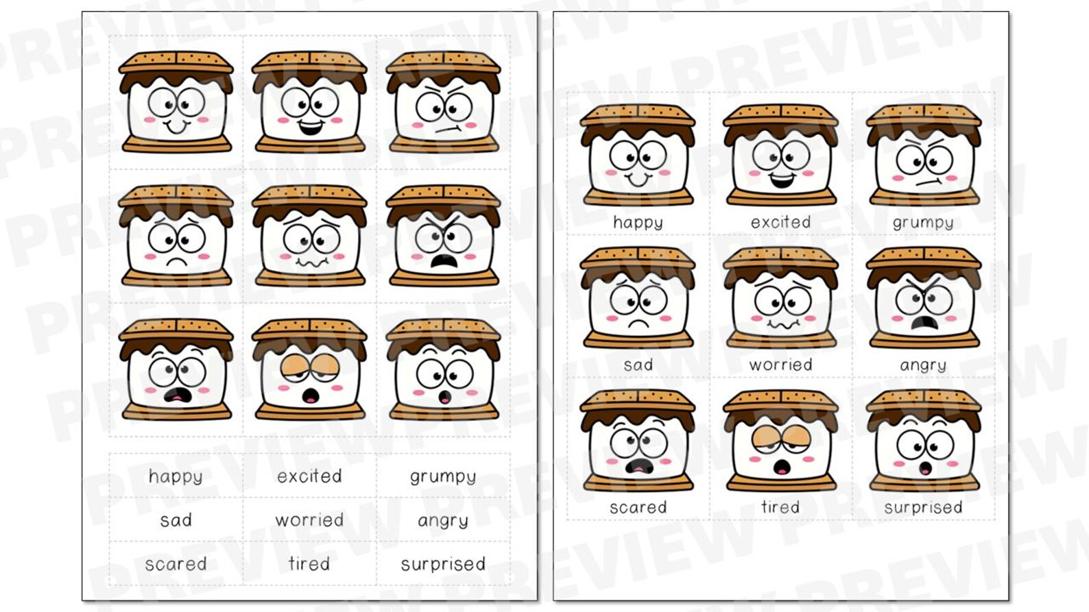 Summer Smores Feelings Match Card Game | S’mores Emotion Card Activity ...