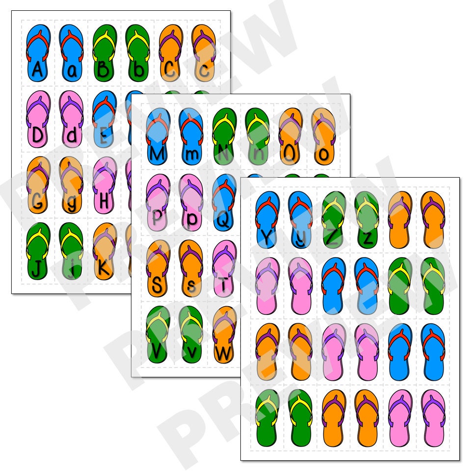 Summer Flip Flops ABC Letter Matching | Beach Flip Flops Alphabet ...