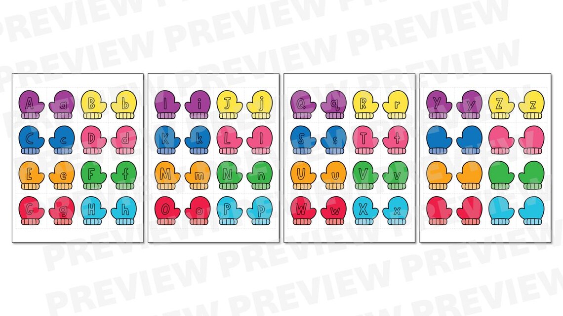 Winter Mittens ABC Letter Matching | Snow Mittens Alphabet Matching ...