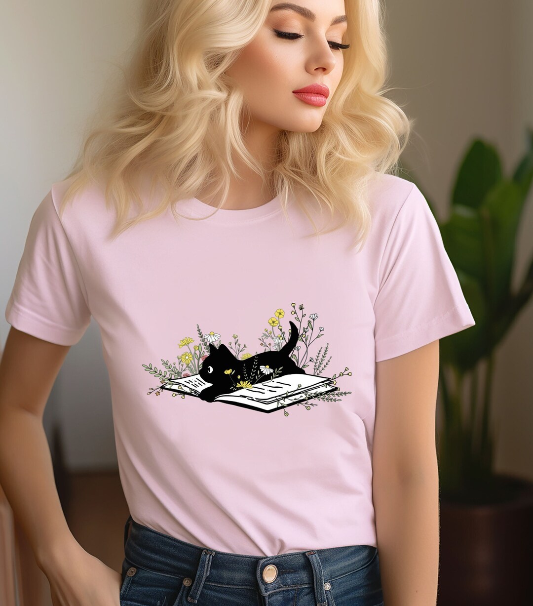 Book Lover Sweatshirtcat Book Shirtbookish Sweatshirt Cat Lover Teefloral Cat Hoddiecat