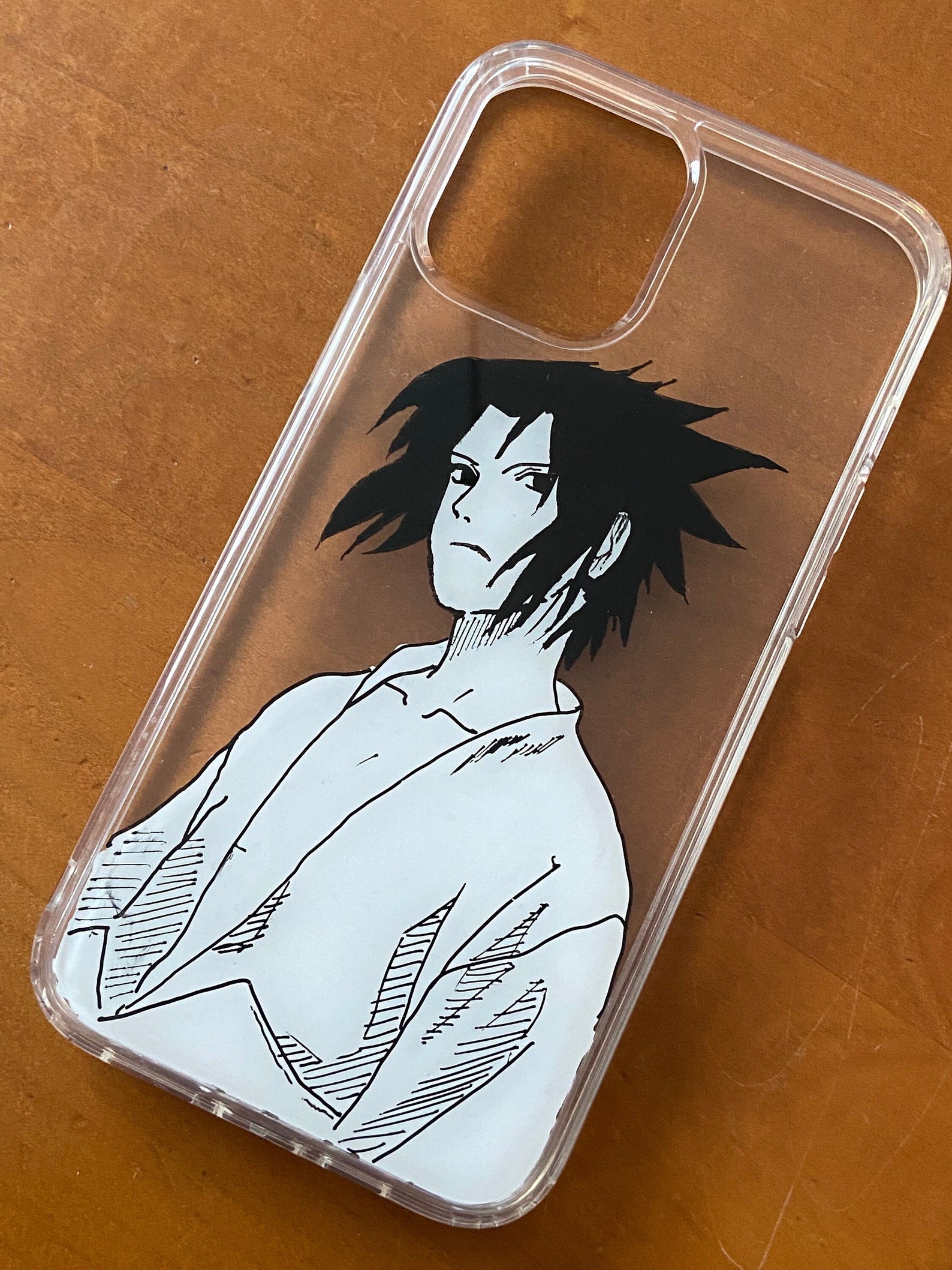 Anime iPhone 12 Pro Max Case | Sasuke Hand Painted iPhone Case - Etsy