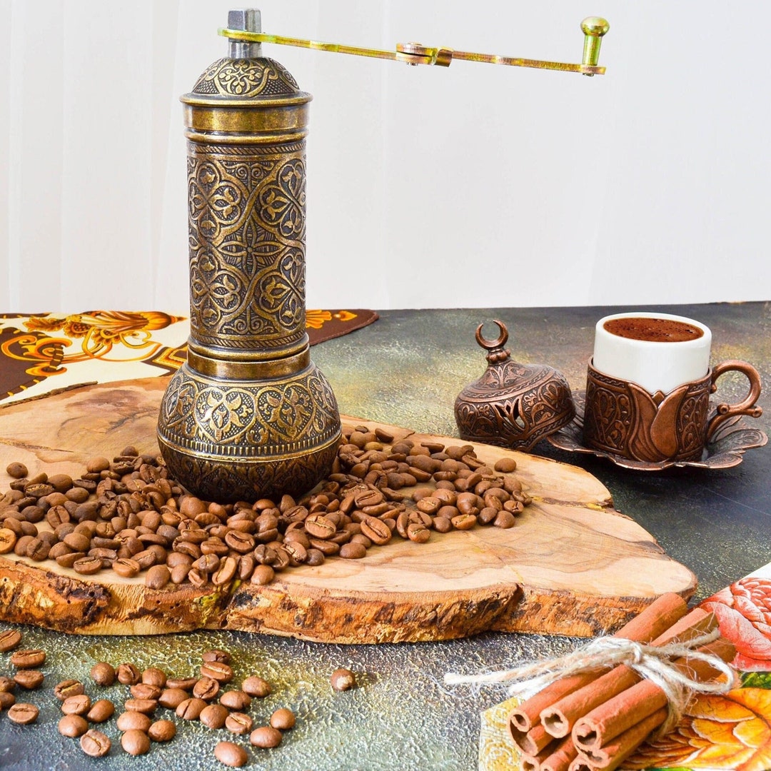 Manual Coffee Grinder With Handle, Brass Coffee Mill, Traditional ...