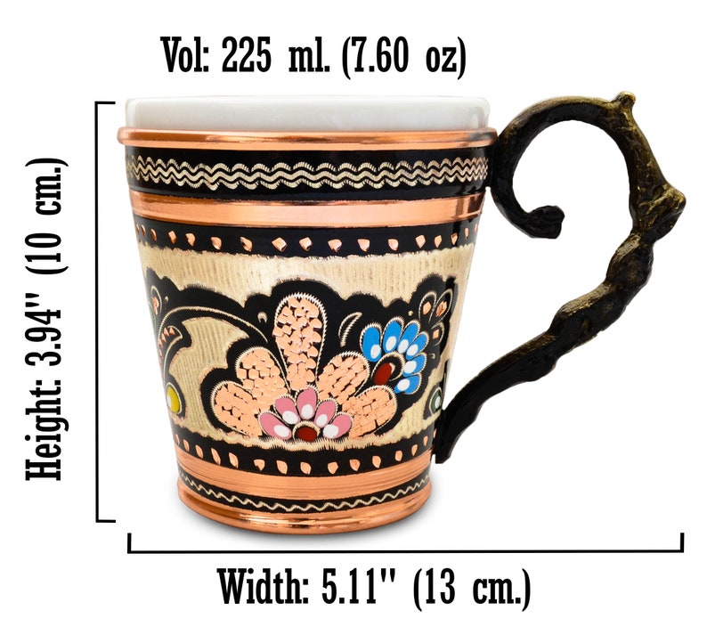 Copper Tea Cups Porcelain Coffee Cup Expresso Mugs - Etsy