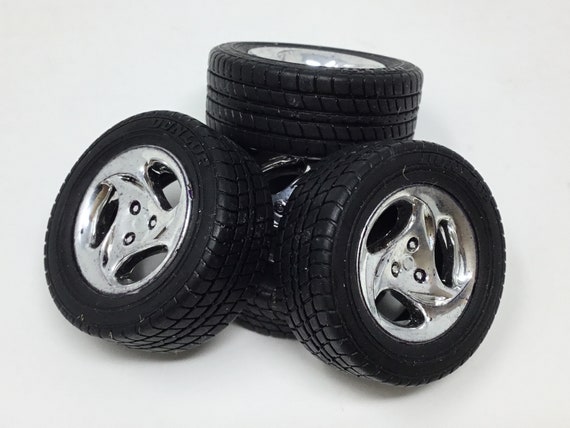 Chrome 3 Blade Custom Wheels Model Junkyard Wheel & Tire Set | Etsy