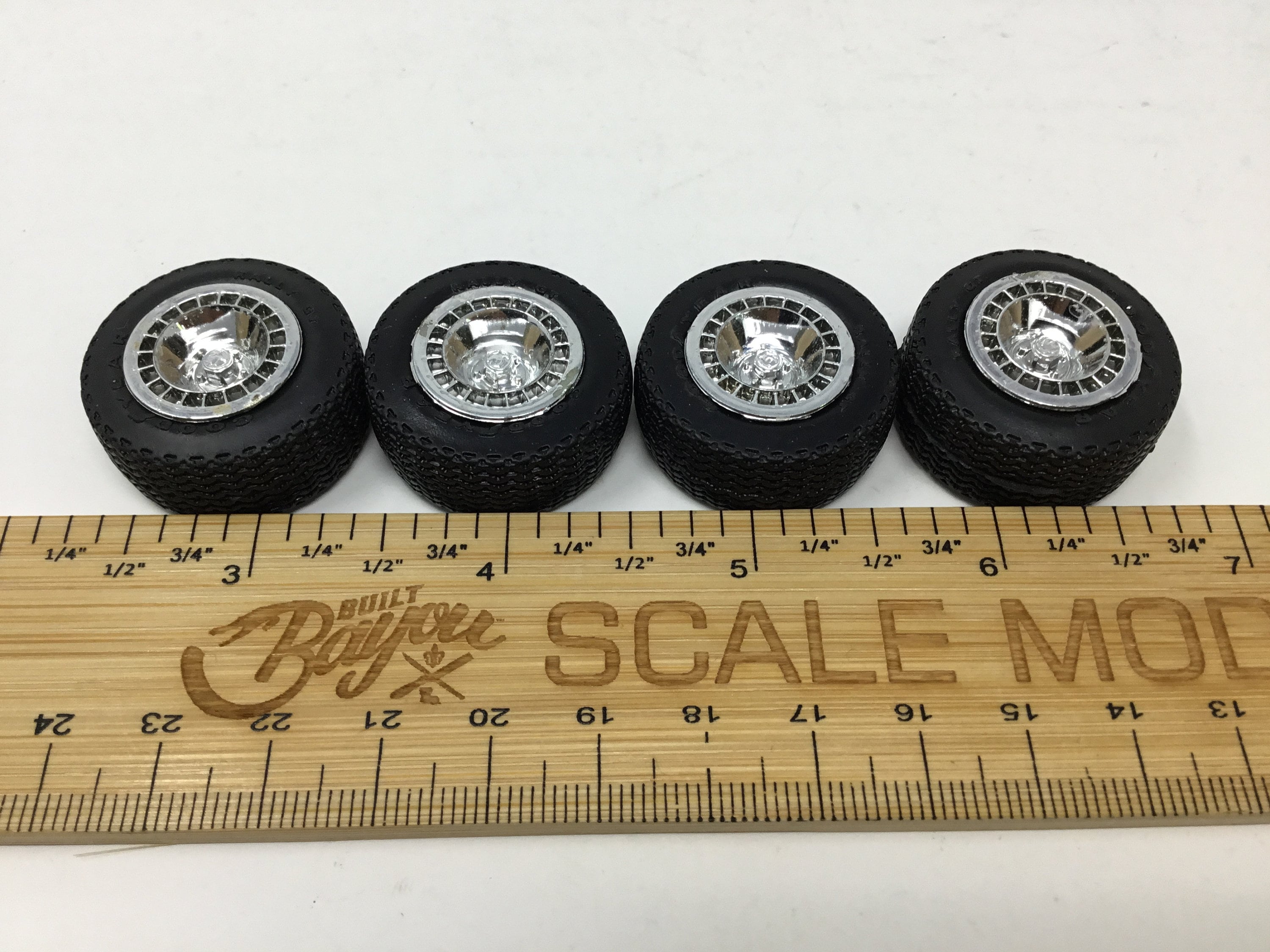 Slotted Muscle Car – Tuner Wheels – Model Car Junkyard Wheel & Tire Set ...