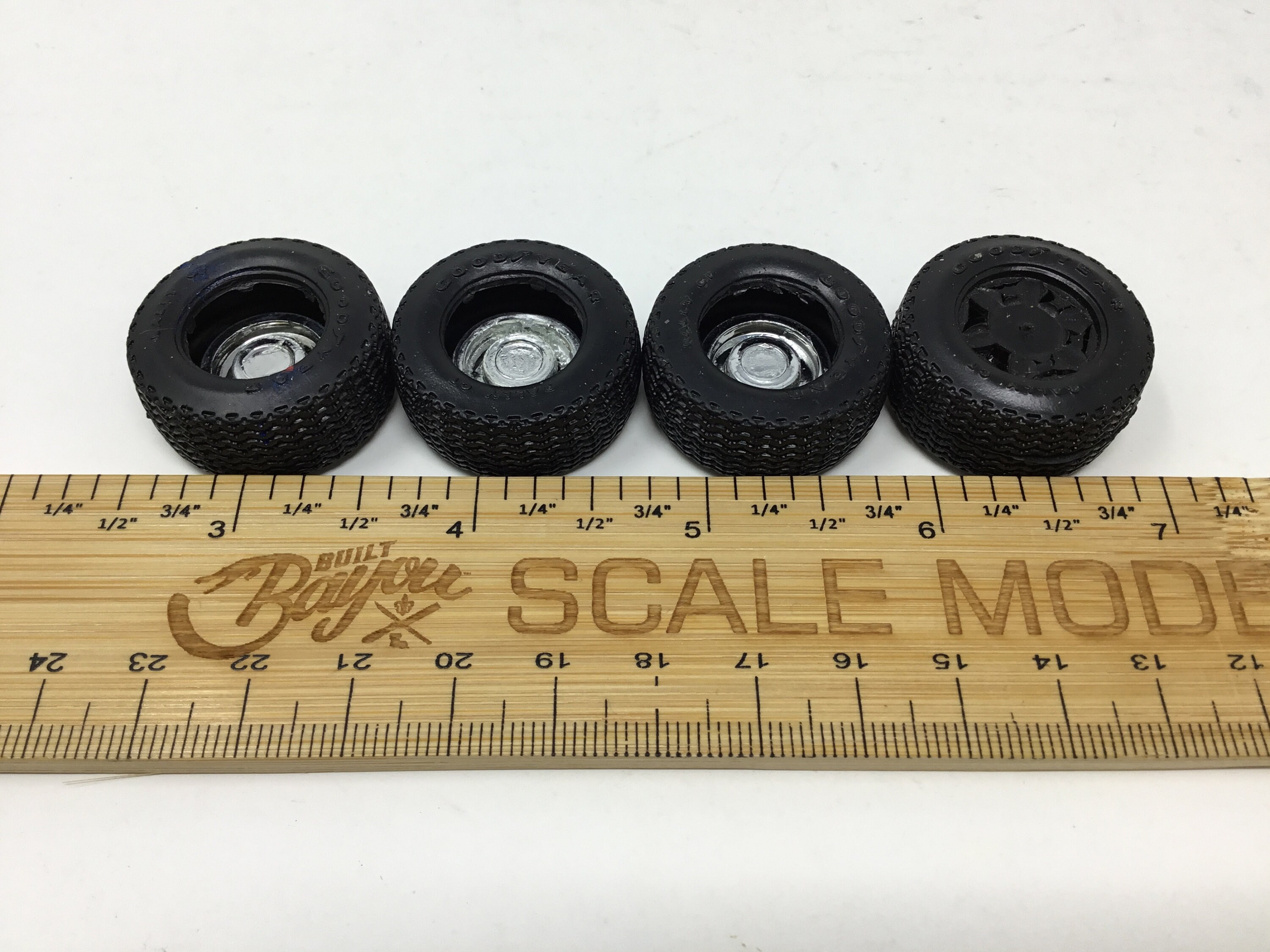 Slotted Muscle Car – Tuner Wheels – Model Car Junkyard Wheel & Tire Set ...