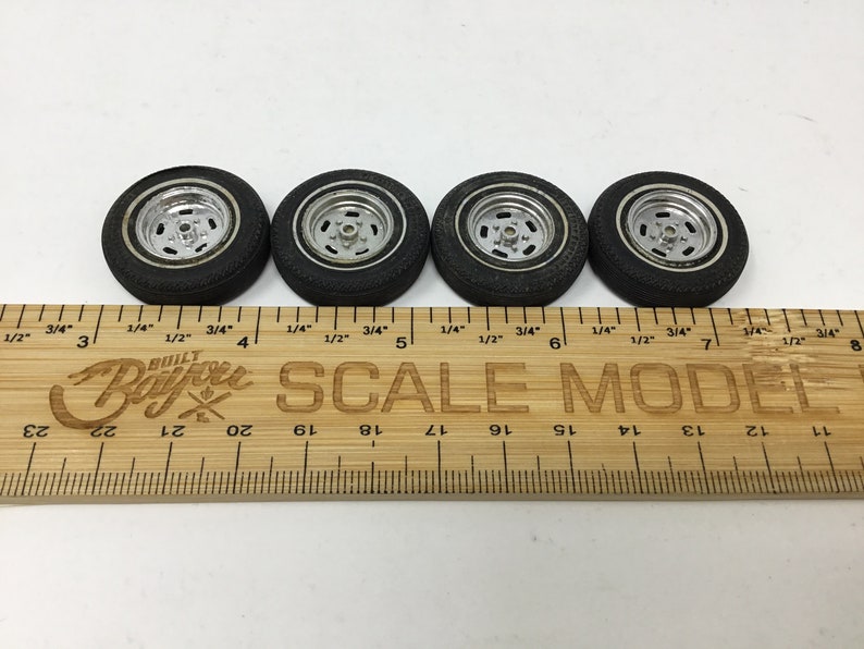 70’s Slotted Muscle Drag - Model Car Junkyard Wheel & Tire Set - #E248 ...