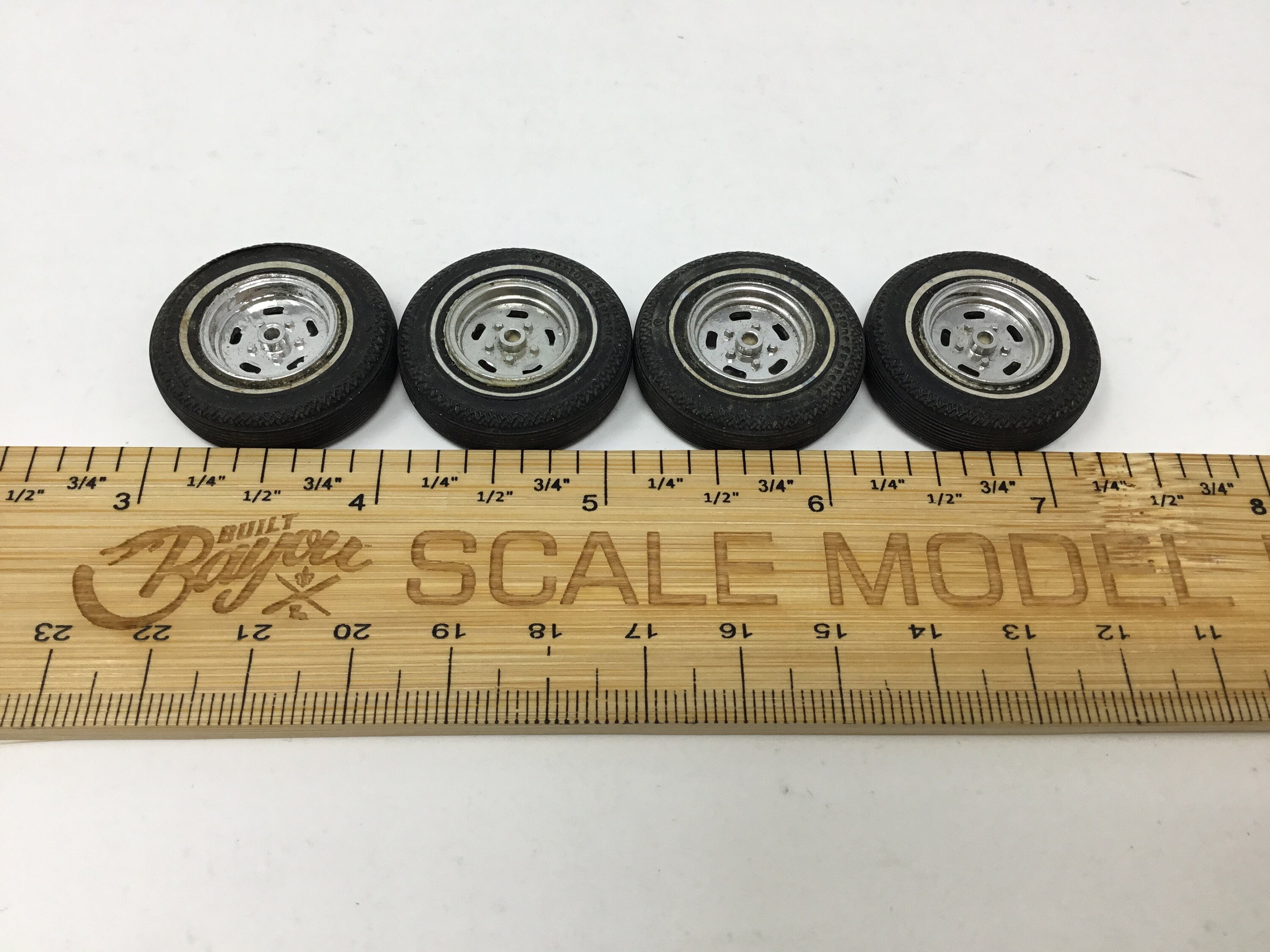 70’s Slotted Muscle Drag - Model Car Junkyard Wheel & Tire Set - #E248 ...