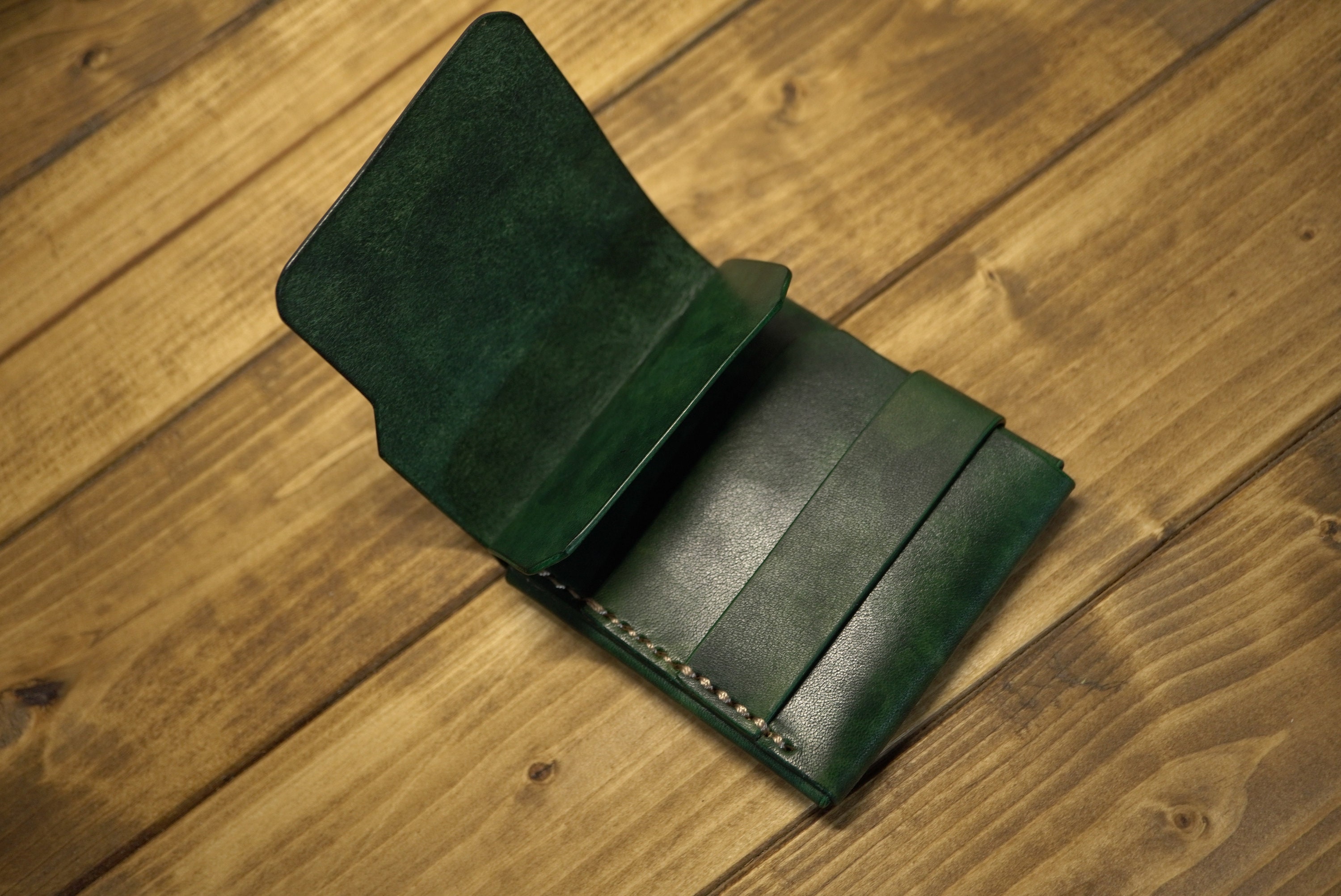 Minimalist Wallet Hand Made in Japan With Shonan Leather Hand Dyed Dark ...