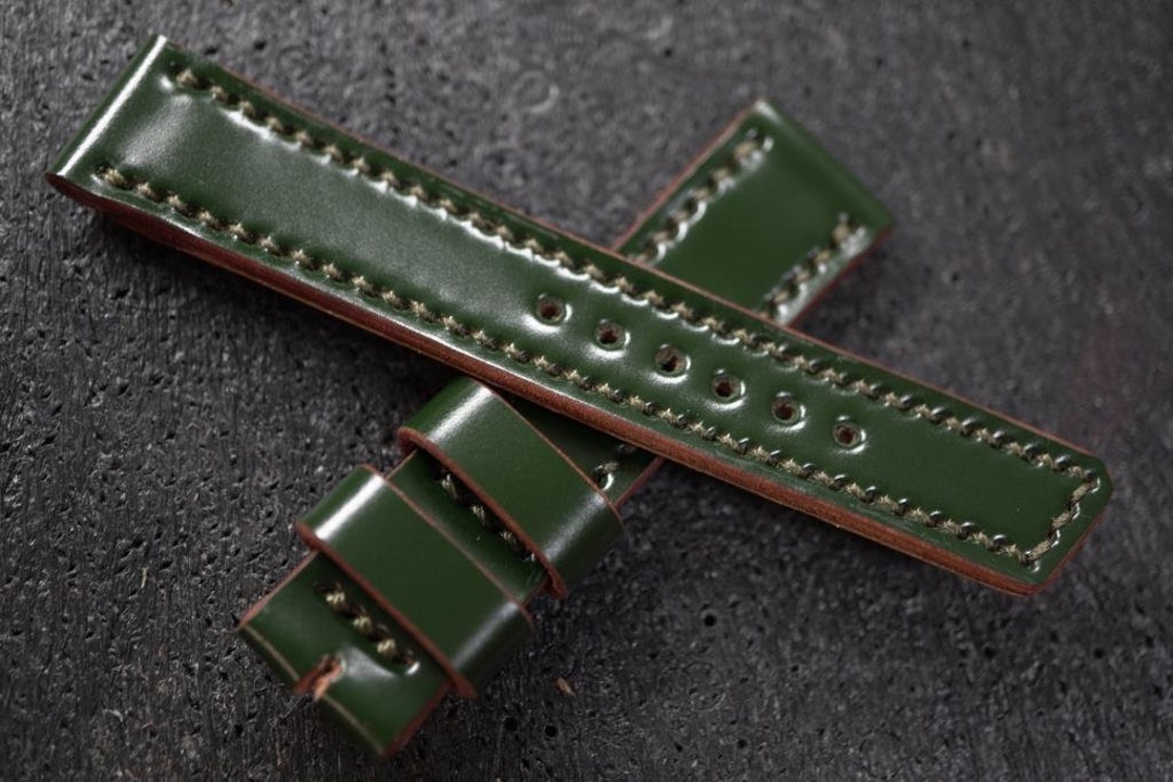 Cordovan Handmade in Japan Watch Strap- Shinki Hikaku Cordovan - Forest ...