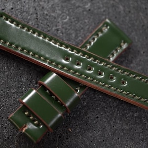 Cordovan Handmade in Japan Watch Strap- Shinki Hikaku Cordovan - Forest ...