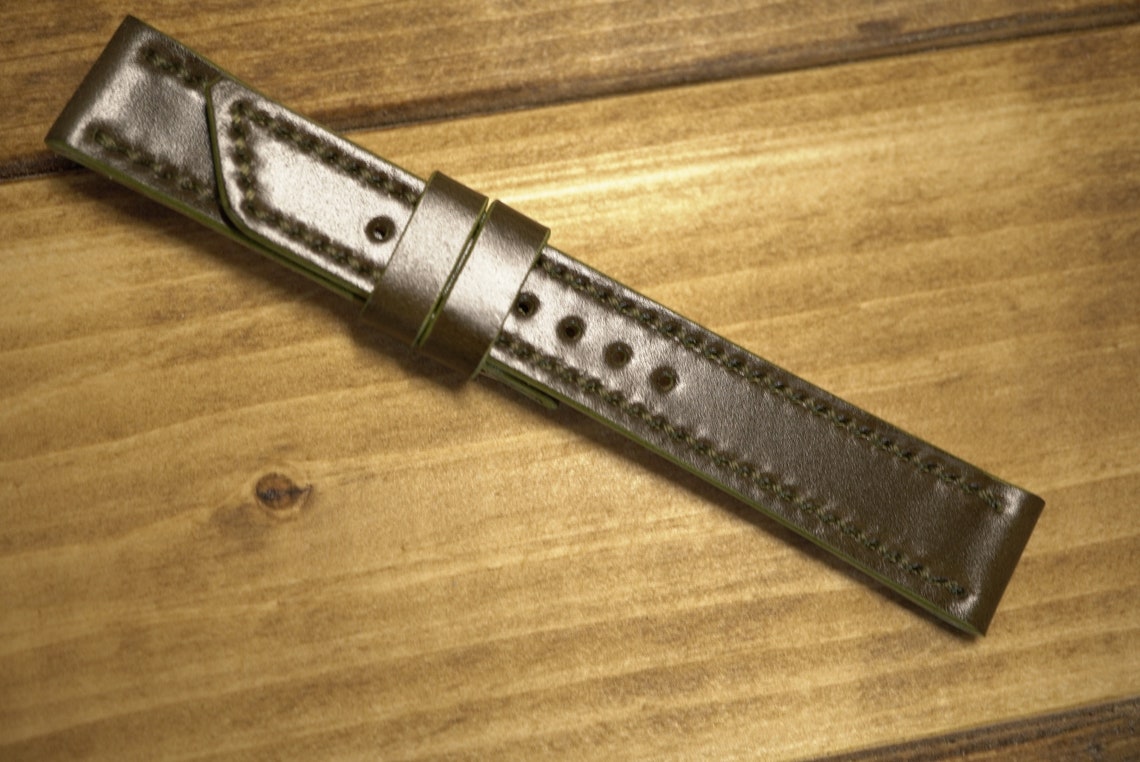 Cordovan Handmade in Japan Watch Strap- Shinki Hikaku Cordovan - Olive ...