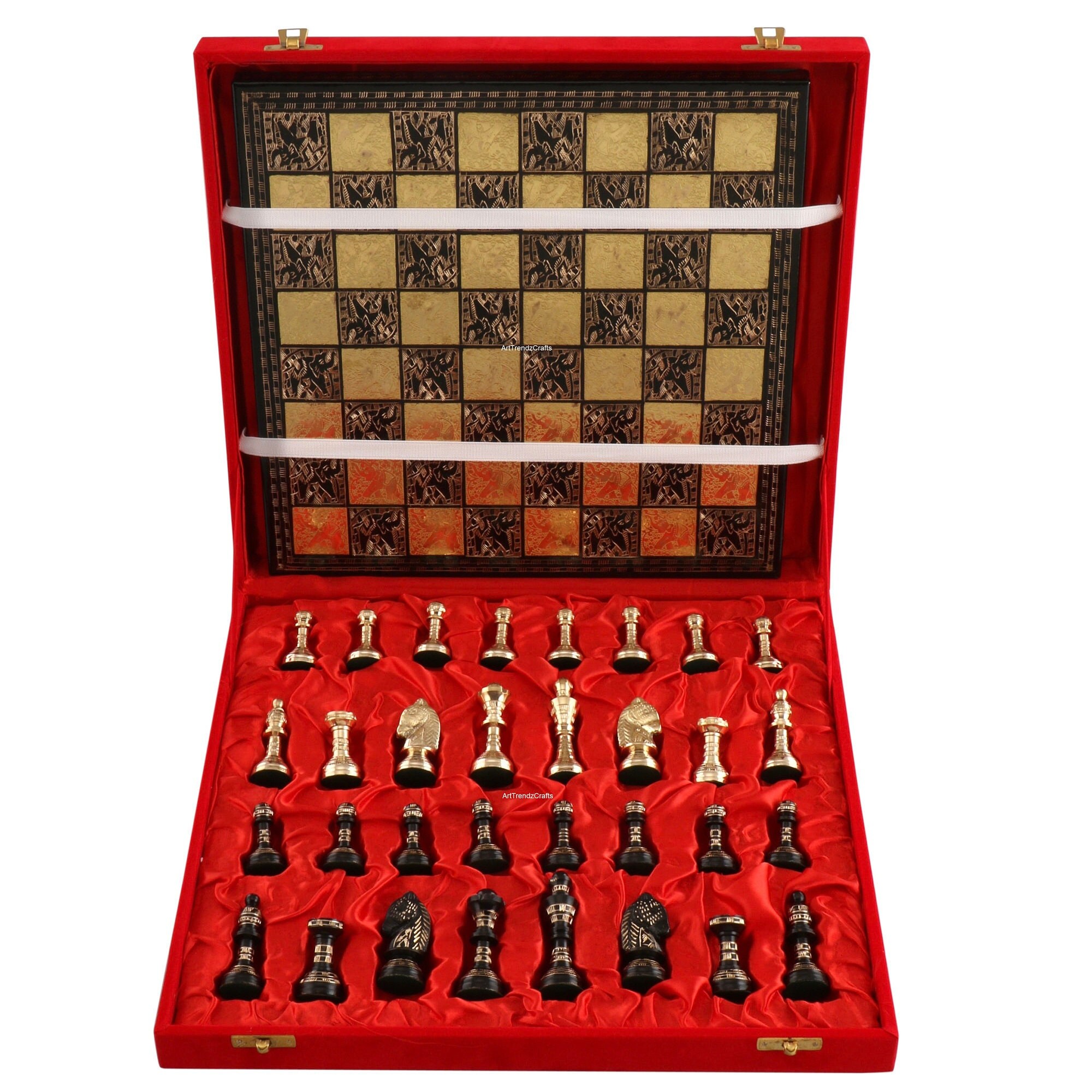 Handcrafted Brass Chess Set: Luxury Gold & Black Finish, 12" Board - Etsy