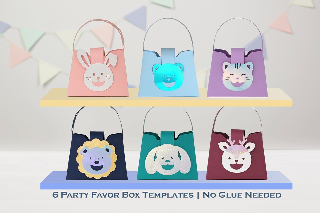 6 Animals Party Favor Box Template Animal Goodie Bag Gift - Etsy México