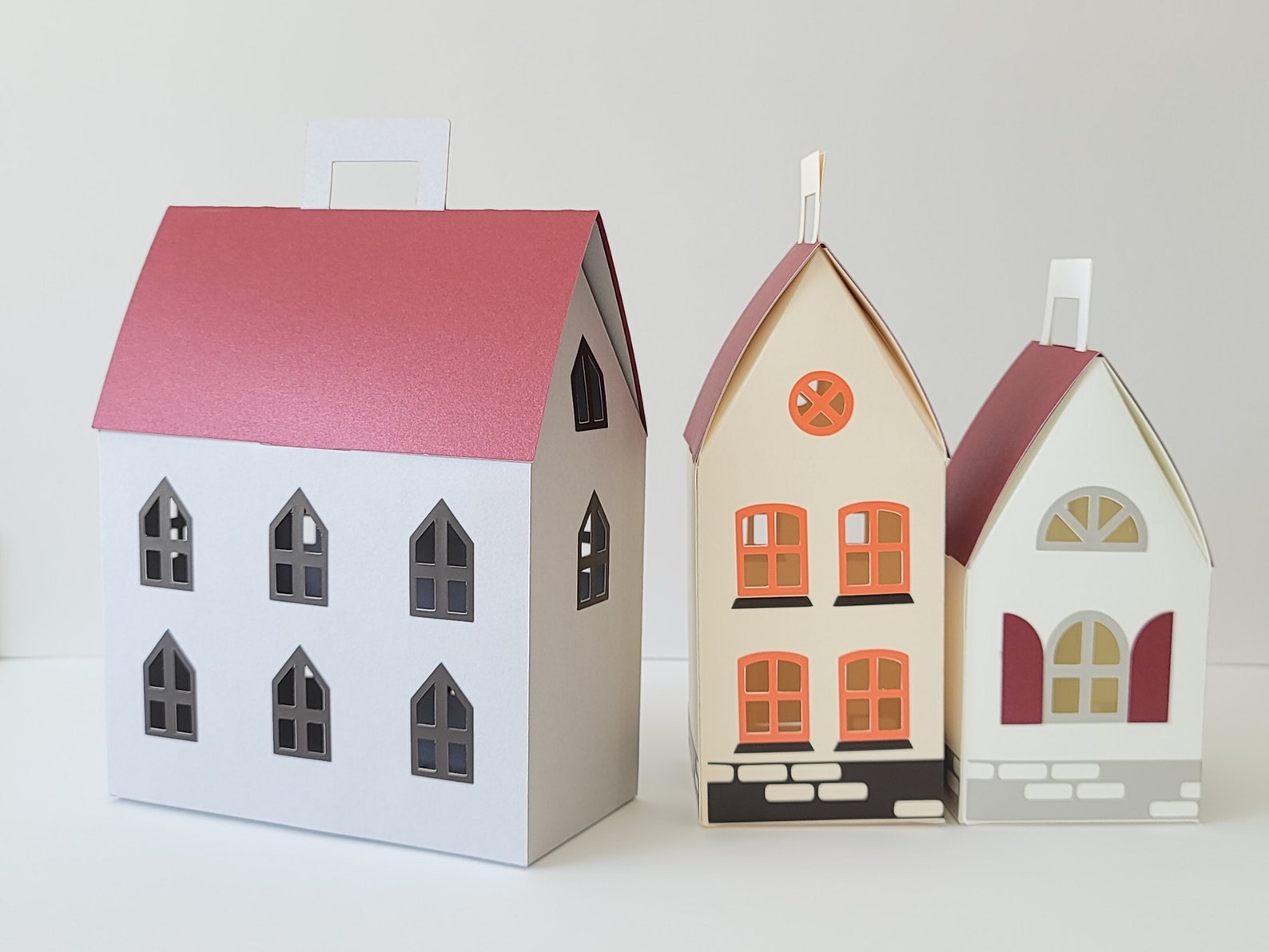 House Gift Box Template SVG Files for Cricut Village House Gift Box 3 ...