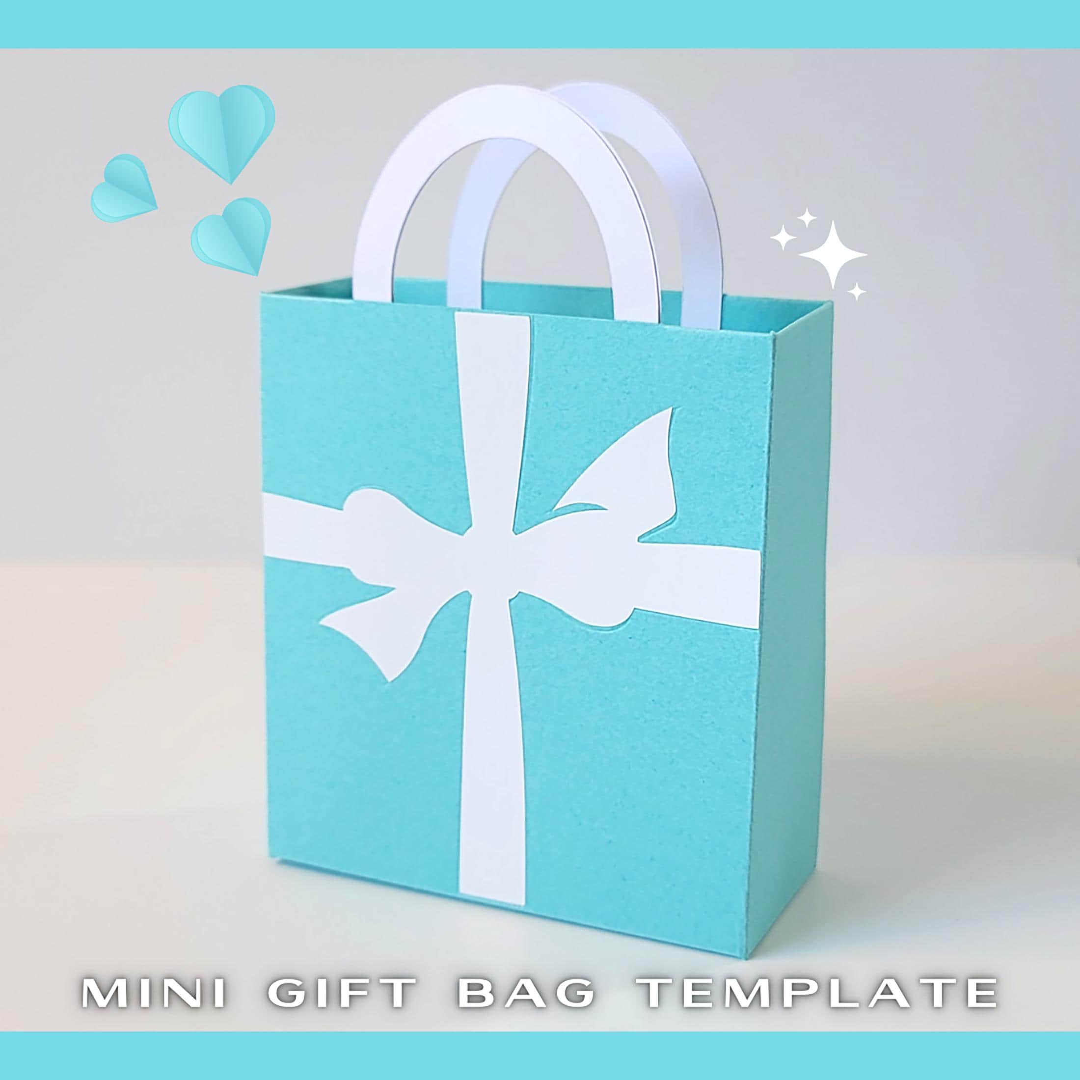 Party Favor Bag Template Mini Gift Bag Template Ribbon Bag Rectangle ...