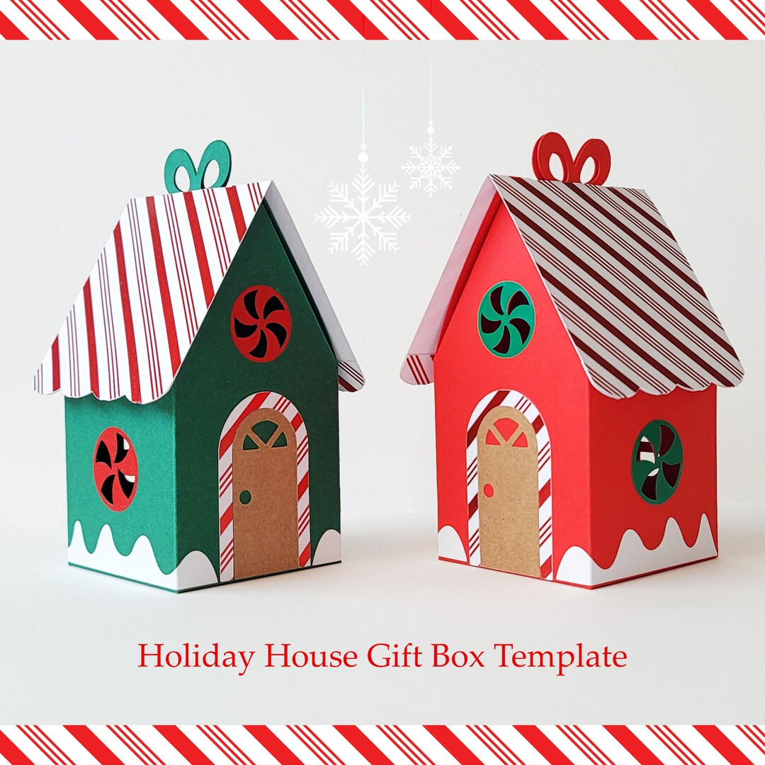 Holiday House Gift Box Template SVG File for Cricut Gingerbread House ...