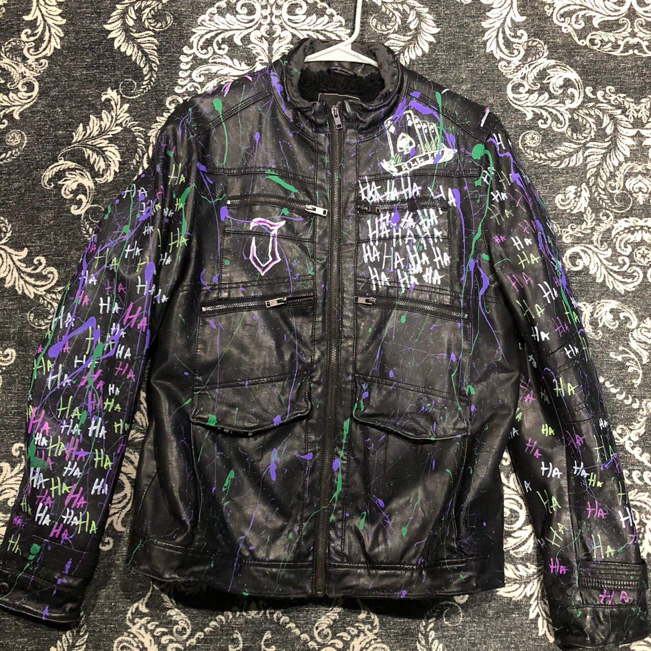 Custom Painted Joker Leather Jacket | Etsy