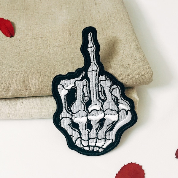 Skeleton Middle Finger Patch - Etsy