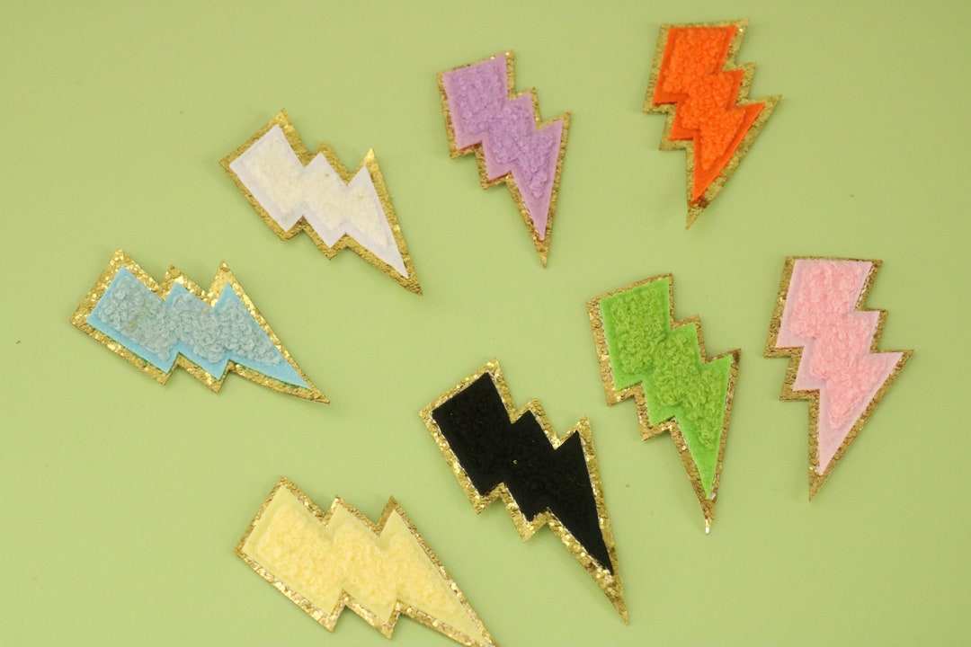 8 Pieces Multi-color Lightning Patches for Set, Iron on Patch ...