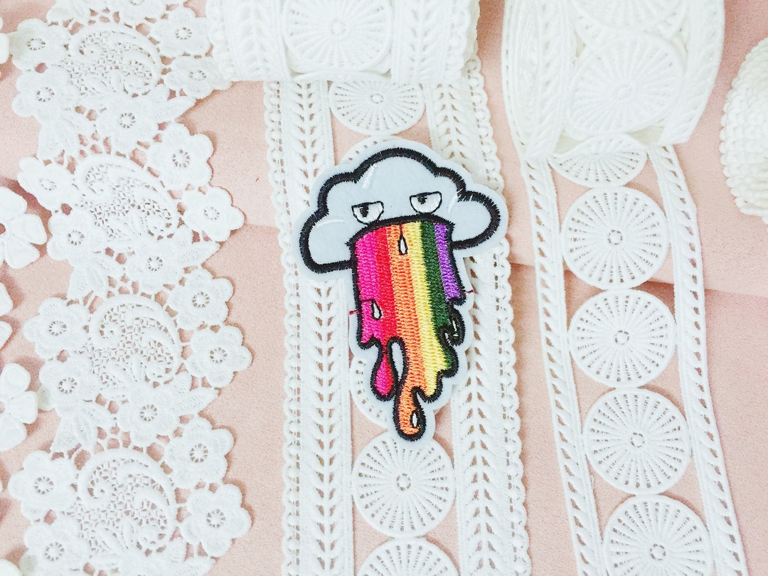 Cloud Vomiting Rainbow Patch,iron on Patch ,embroidered Patch,sew on ...