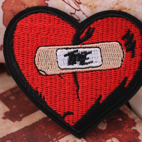 Large Broken Heart Embroidery Patch-red & Silver Iron-on - Etsy