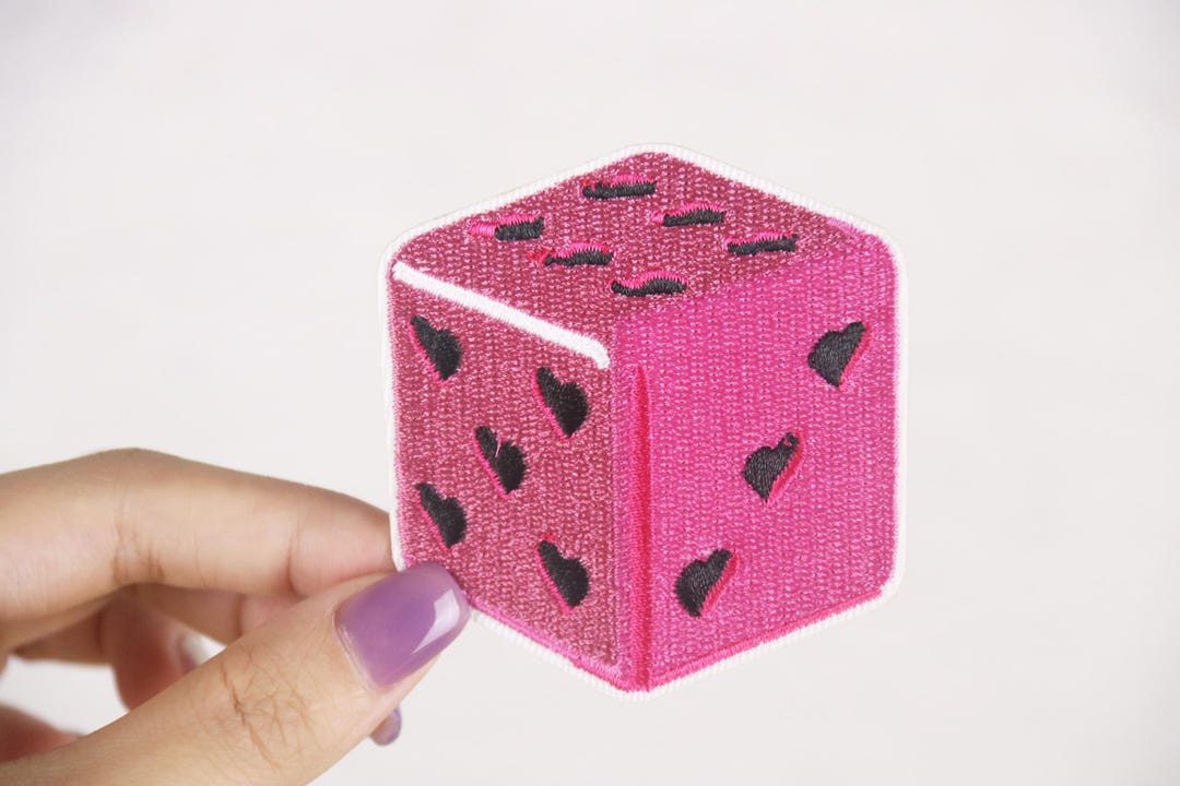 Pink Dice Patch, Heart Dice, Iron on Patch ,embroidered Patch,sew on ...
