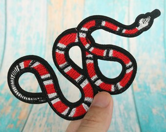 Coral Snake Iron / Sew on Embroidered Patch Badge Embroidery Motif ...