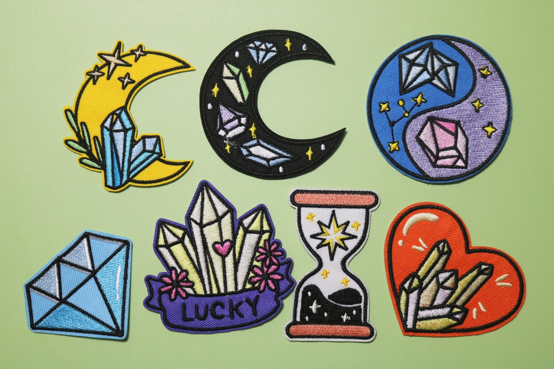 A Set of 7 Patches,crystal Patch, Moon Patch, Diamond Patch Iron on ...