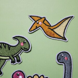 A Set of 9 Cute Dinosaurs Patches, T-rex, Pterosaur Iron on Patch,embroidered Patch, Patch for ...